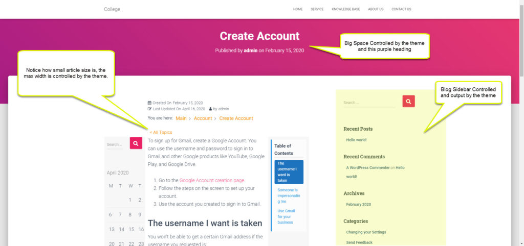 Current Theme Template vs KB Template - Echo Knowledge Base