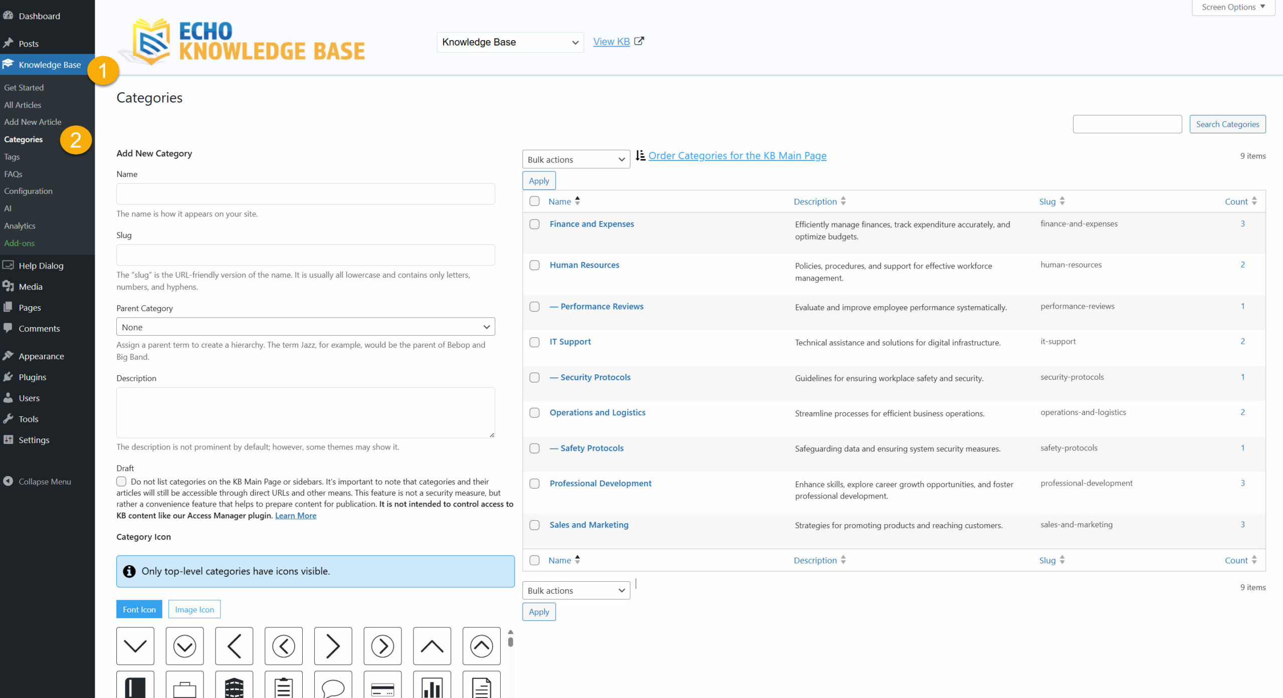 2. Add Articles and Categories - Echo Knowledge Base